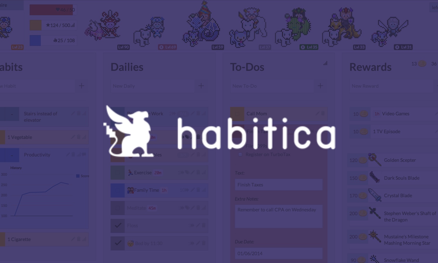 Improving Habits with Habitica